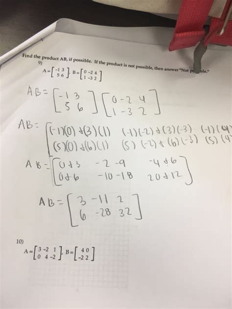 Solved Find The Product AB If Possible If The Product Is Chegg