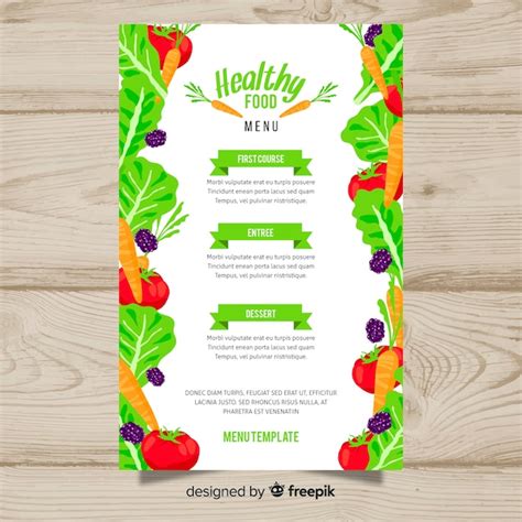 Fresh Fruits And Vegetables Menu Template Free Vector