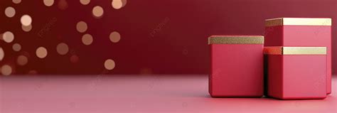Red Cube Pedestals With Gold Border On Red Background Cube Red