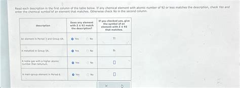 solved read each description in the first column of the