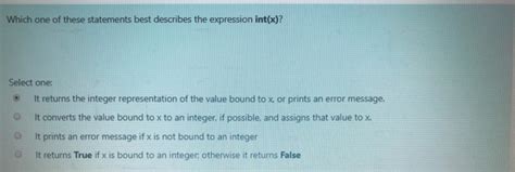 Solved Consider The Following Line Of Code For Which Values