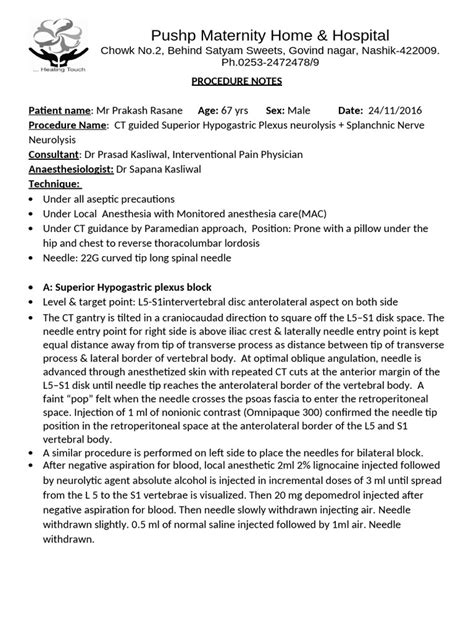 Procedure Ct Guided Shp And Splanchnic Neurolysis Pdf Anesthesia Vertebra
