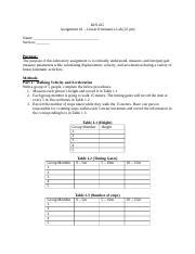 Assignment #1 - Linear Kinematics 1 .docx - KIN 425 Assignment #1 ...