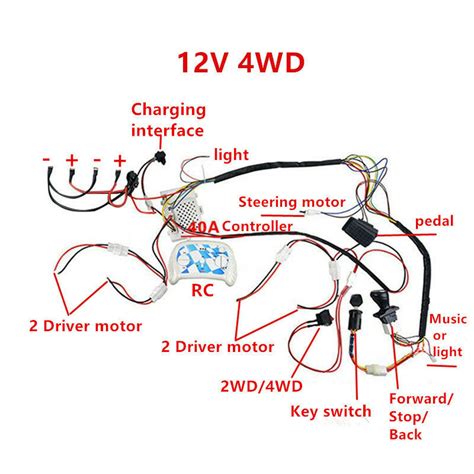 어린이 전기 자동차 Diy 개조 전선 및 스위치 키트 24g 블루투스 Rc 및 컨트롤러 포함 아기 전기 자동차 자체 제작 원격 제어