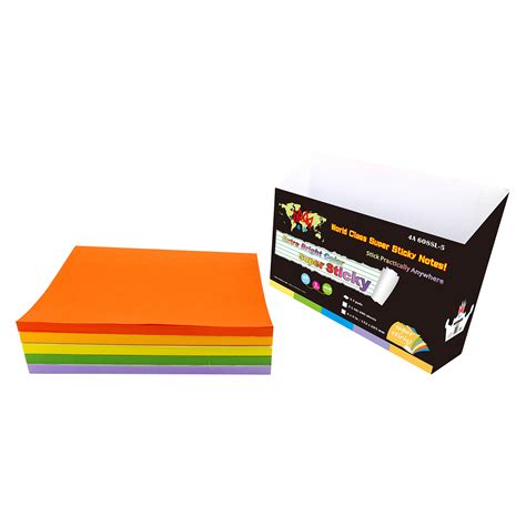 4a Super Sticky Notes 6 X 8 Inches Large Size Extra Bright Color Assorted Lined Self Stick Notes