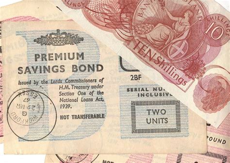 Vintage Premium Savings Bonds And A Ten Shilling Note From The United