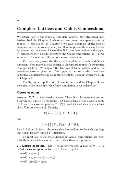 Complete Lattices And Galois Connections Chapter 7 Introduction To