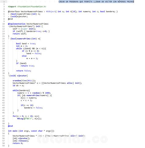 POO Funciones Objective C Vector Con Numeros Primos Tutorias Co