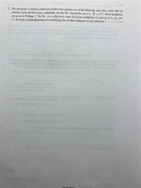 Solved You Are Given A Colorless Unknown Solution That Chegg