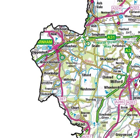 County Map Of Surrey White Background