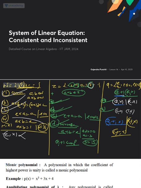 System Of Linear Equation Consistent And Inconsistent With Anno Removed