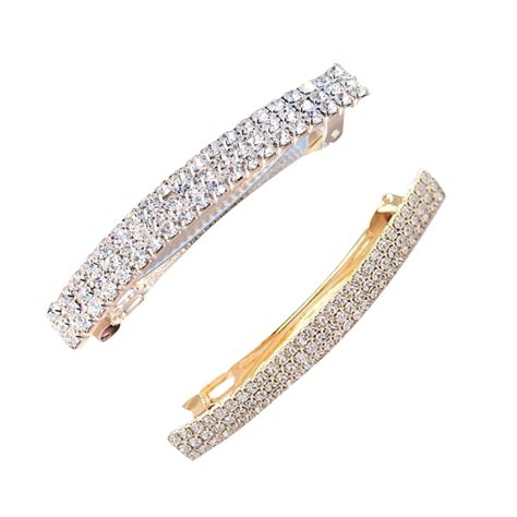 직사각형 자동 라인석 스프링 헤어 바렛 핀 클립 쥬얼리여성 헤어 액세서리 Aliexpress
