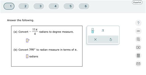 Solved Answer the following a Convert π radians to Chegg com