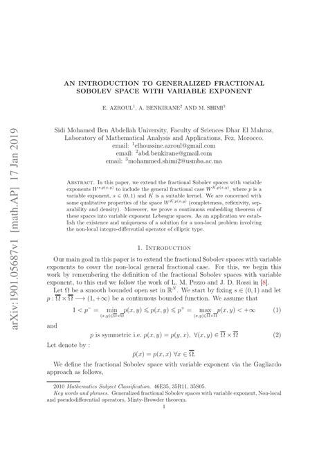 Pdf An Introduction To Generalized Fractional Sobolev Space With