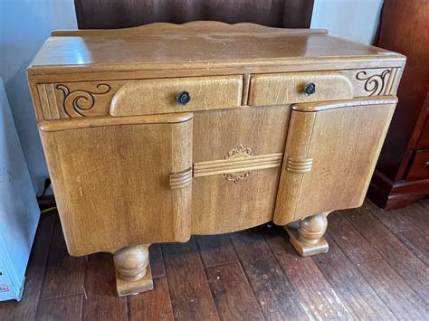 Edwardian Solid Light Oak Buffet 48l X 20d X 36h Beck Auctions Inc