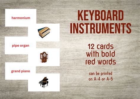 Keyboard Musical Instruments Flash Cardspdf Etsy