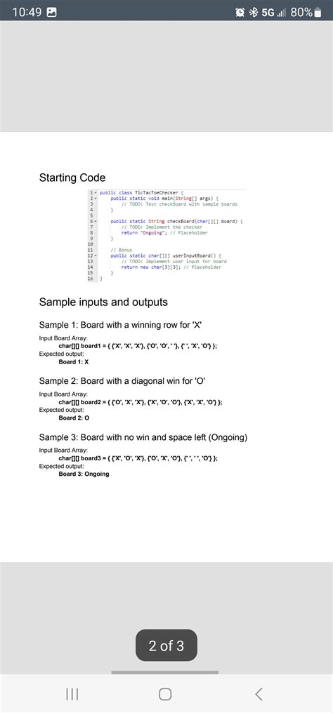 Solved Starting Code Public Class Tictactoechecker Public