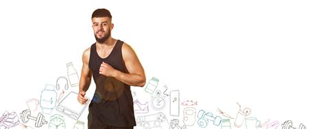 그려진 인물의 배경에 운동 선수 흰색 배경에 건강한 라이프 스타일을 상징하는 그림 건강 스포츠 긍정적 인 분위기와 좋은 습관의