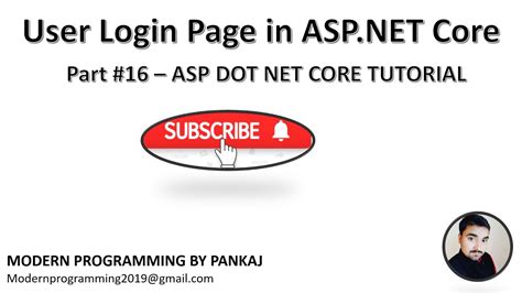 Part16 Asp Dot Net Core Tutorial User Login Page Youtube