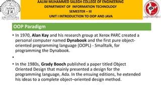 CS3391 OOP UT I T2 OBJECT ORIENTED PROGRAMMING PARADIGM Pptx