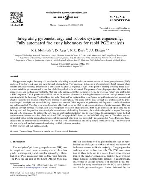 Pdf Integrating Pyrometallurgy And Robotic Systems Engineering Fully