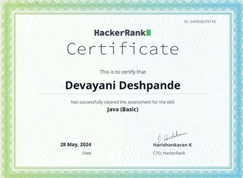 Devayani Deshpande On Linkedin Hackerrank Java Css Certificate