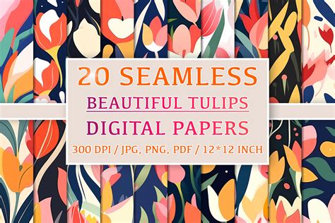 20 Beautiful Seamless Tulip Patterns Graphic By Nordicdesign · Creative Fabrica 20 Beautiful Seamless Tulip Patterns Graphic By Nordicdesign · Creative Fabrica