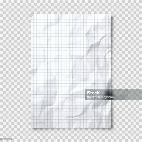 투명 한 배경에 A4 형식으로 현실적인 빈 구겨진 종이 용지 노트북 페이지 문서 템플릿 또는 모형을 디자인합니다 벡터 일러스트레이션 0명에 대한 스톡 벡터 아트 및 기타