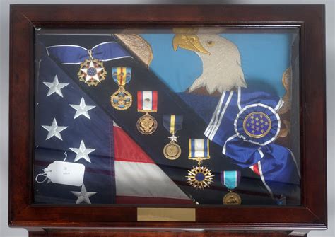 Lot Display Cabinet Presented To General Powell With Replicas Of His