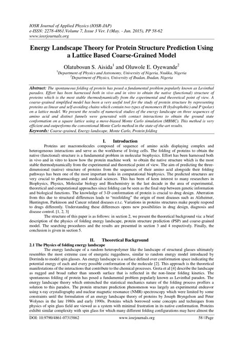 Pdf Energy Landscape Theory For Protein Structure Prediction Using A Lattice Based Coarse
