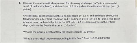 Solved Develop The Mathematical Expression For Obtaining Chegg