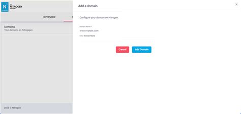 Adding A Domain To Account And Enabling Services Nitrogen Dashboard Documentation