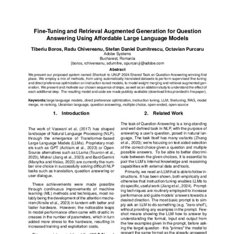 Fine Tuning And Retrieval Augmented Generation For Question Answering
