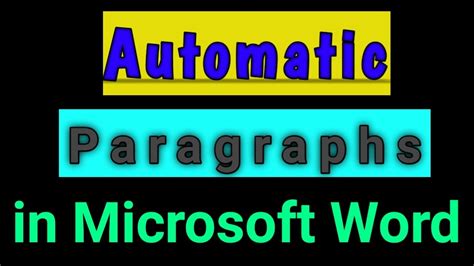 How To Insert Automatic Paragraph In Word Youtube