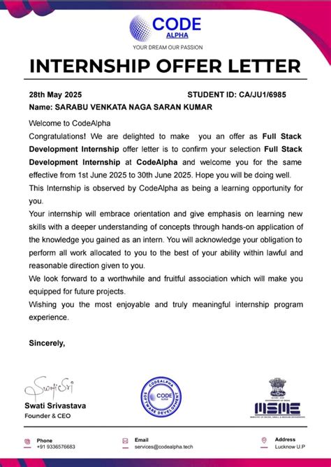 Codealpha Internship Fullstackdevelopment Sarabu Venkata Naga Saran Kumar