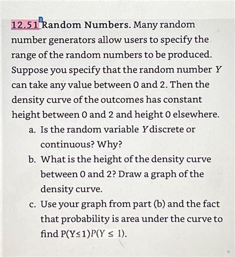 Solved 1251 Random Numbers Many Random Number Generators