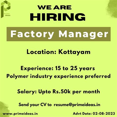 Jinu Joy On Linkedin Factorymanager Polymerindustry Keralajobs