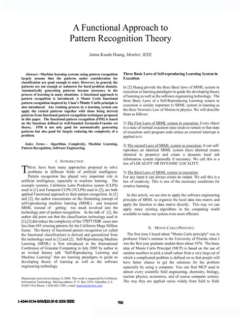 A Functional Approach To Pattern Recognition Theory Ieee Conference