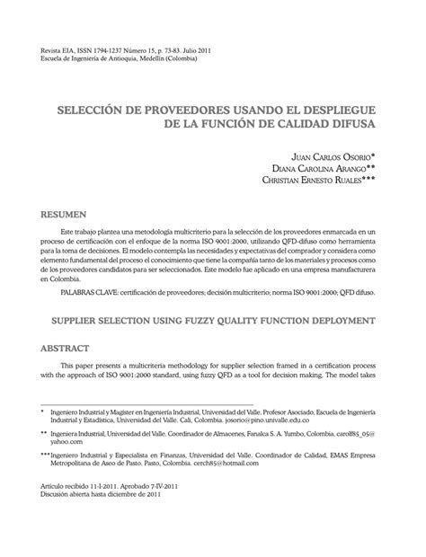 Pdf Supplier Selection Using Fuzzy Quality Function Deployment