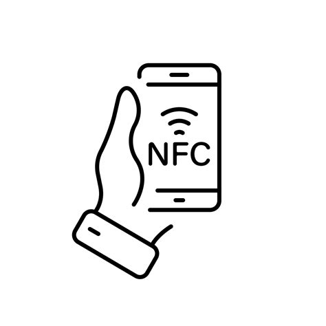 Hand Hold Smartphone Contactless Payment Line Icon Nfc Technology In
