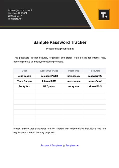 Free Sample Password Tracker Template To Edit Online Free Sample Password Tracker Template To Edit Online