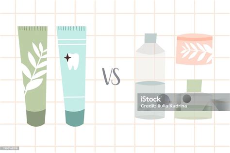 치과 청소 도구 치약 대 찌꺼기 구강 세척제 구강 관리 치과 위생 치아 관리 벡터 플랫 만화 일러스트레이션 방문 페이지 템플릿