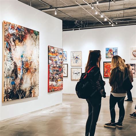 A Global Art Exhibition In A Modern Gallery Featuring Artworks From