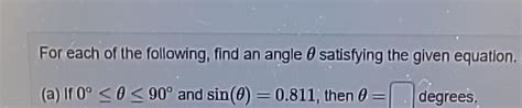 Solved For each of the following find an angle θ Chegg