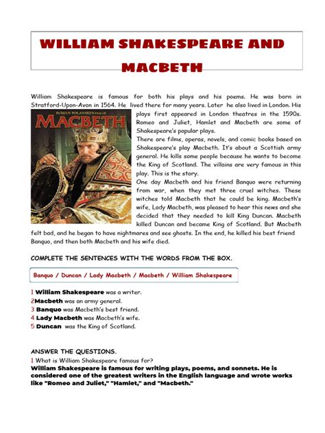 Easy Reading Shakespeare And Macbeth 157339 Pdf
