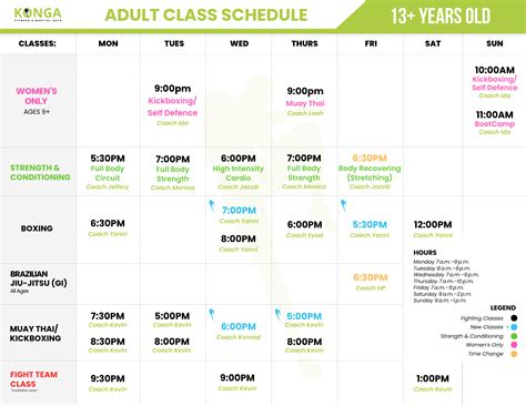 Schedule Konga Fitness And Martial Arts Mississauga