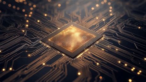 A Glowing Processor Chip Sits At The Center Of A Complex Circuit Board Representing The Heart