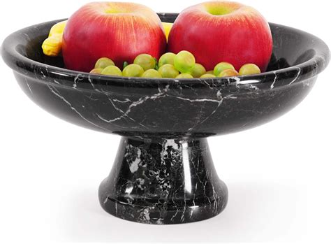 Radicaln Marble Fruit Bowl 10 Inches Black Handmade