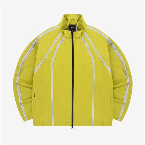 오와이 커브 라인 테이프 윈드 브레이커 자켓 네온 옐로우 Oy Kream