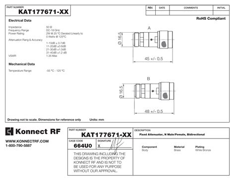 Fixed Attenuator N Male Female 50 Ohm Dc 18 Ghz 2 Watts 40 Db Bidirectional Konnectrf